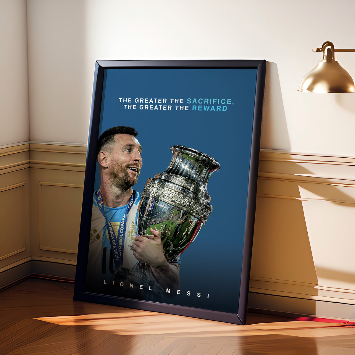 Football | Messi the greater the sacrifice the greater the reward Framed Poster(Wall Art ...