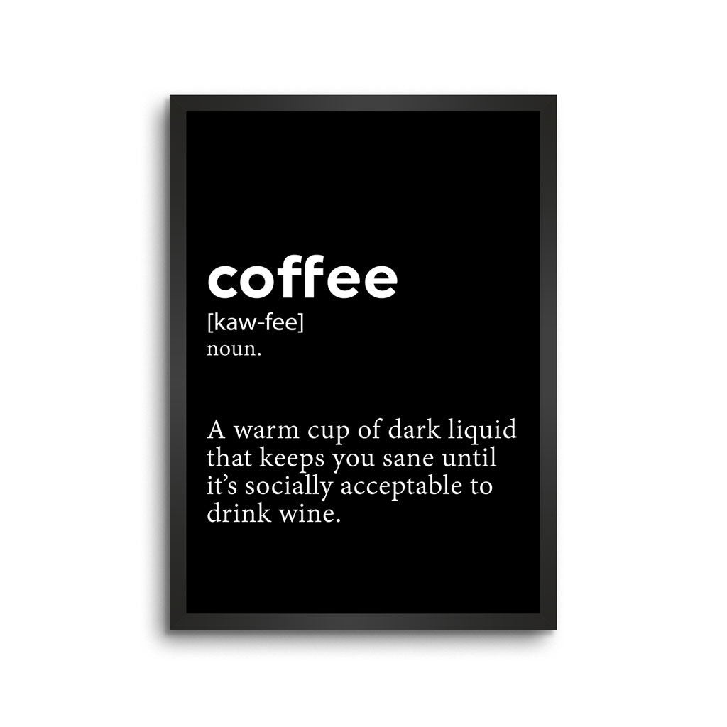 Coffee | Coffee Dictionary Framed Poster(Wall Art) – Lamron.co