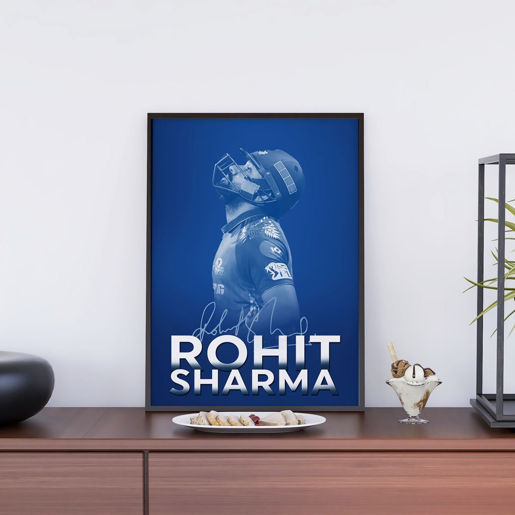 Cricket | Rohit Sharma Mumbai Indians Framed Poster(Wall Art) – Lamron.co