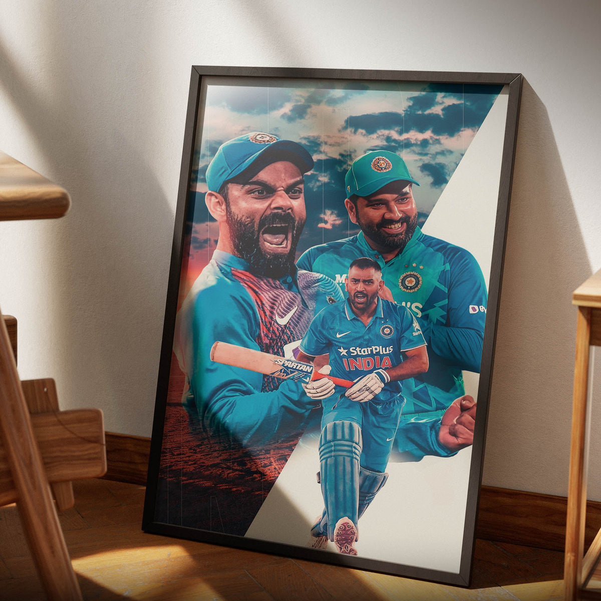 Cricket | Dhoni Virat Rohit The Best Trio Framed Poster(Wall Art ...