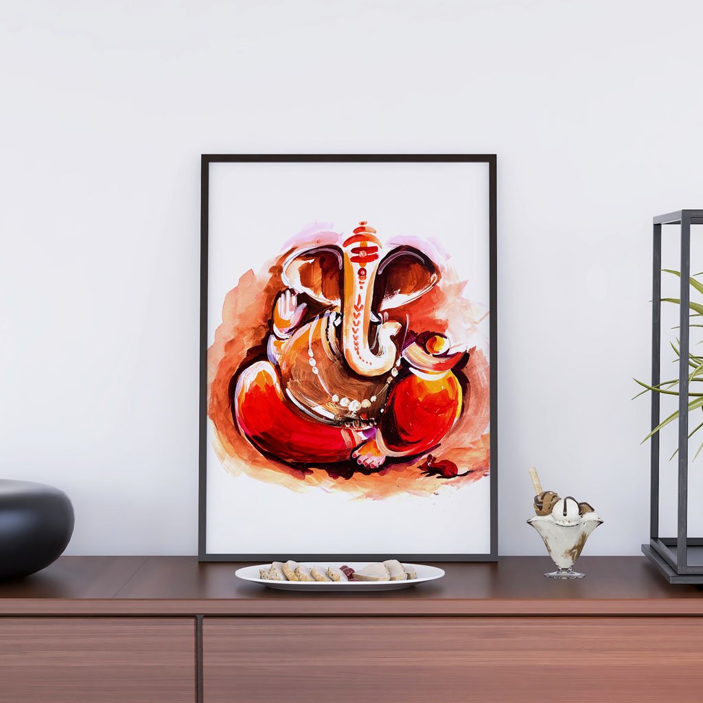 God | Lord Ganesha Painting Framed Poster(Wall Art) – Lamron.co